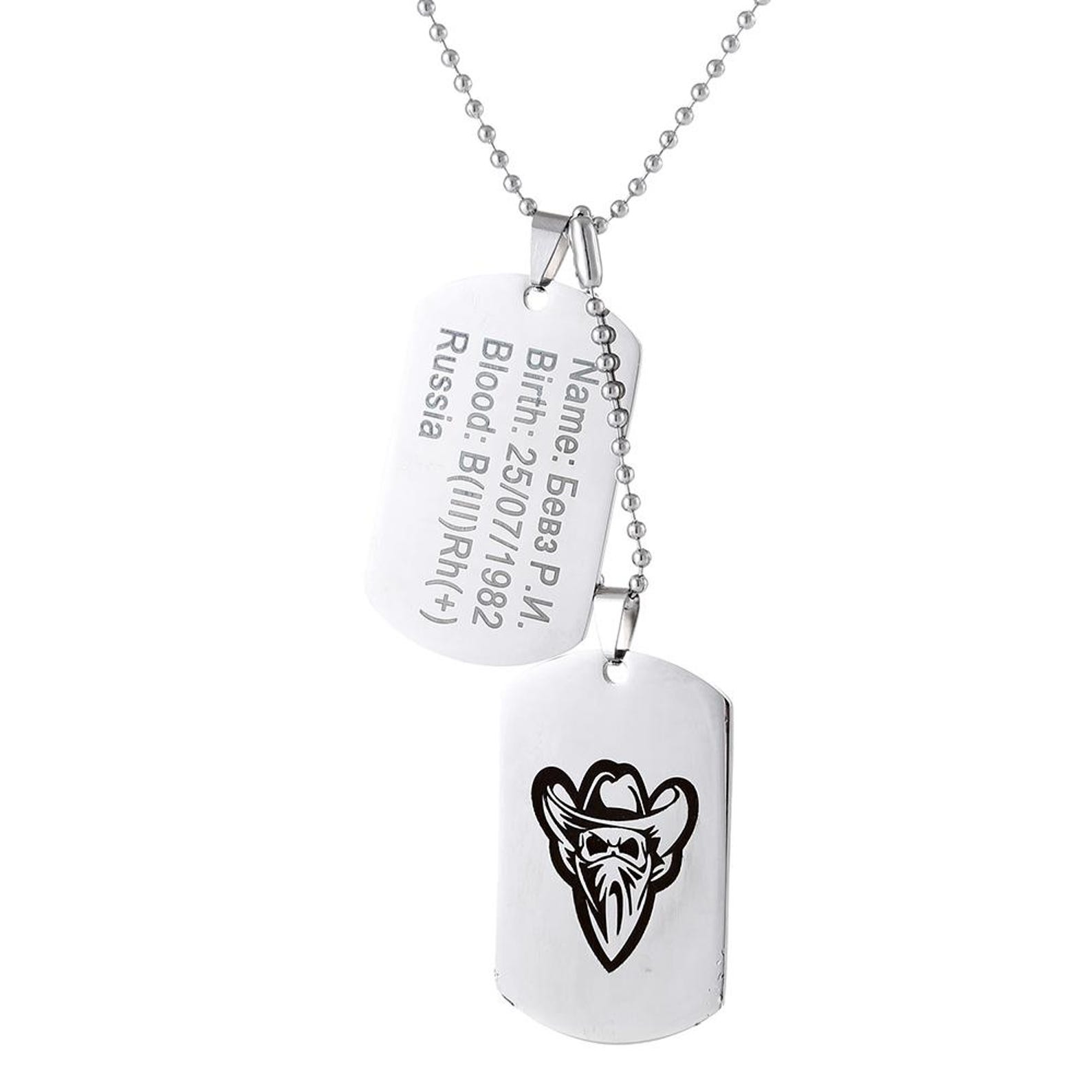 Personalized Men Black ID Dog Tag Pendant Necklace Custom Engraved ...