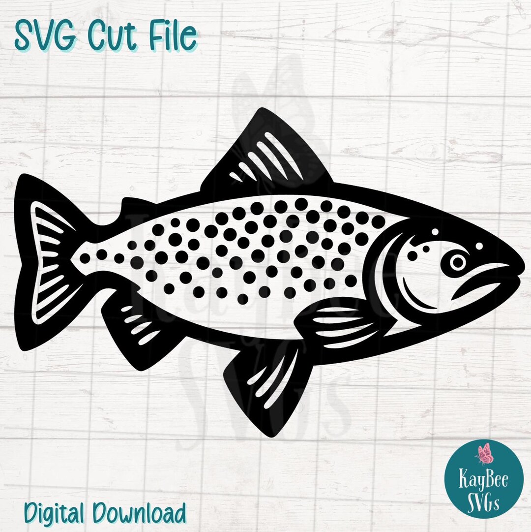 Salmon Fish SVG PNG Cut Files for Cricut, Silhouette Digital Download ...