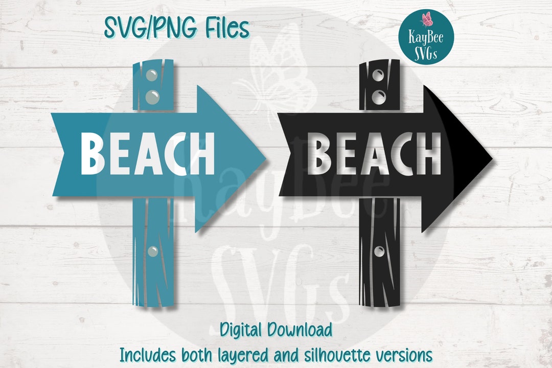 Beach Sign SVG PNG Cut Files for Cricut, Silhouette, Digital Download ...