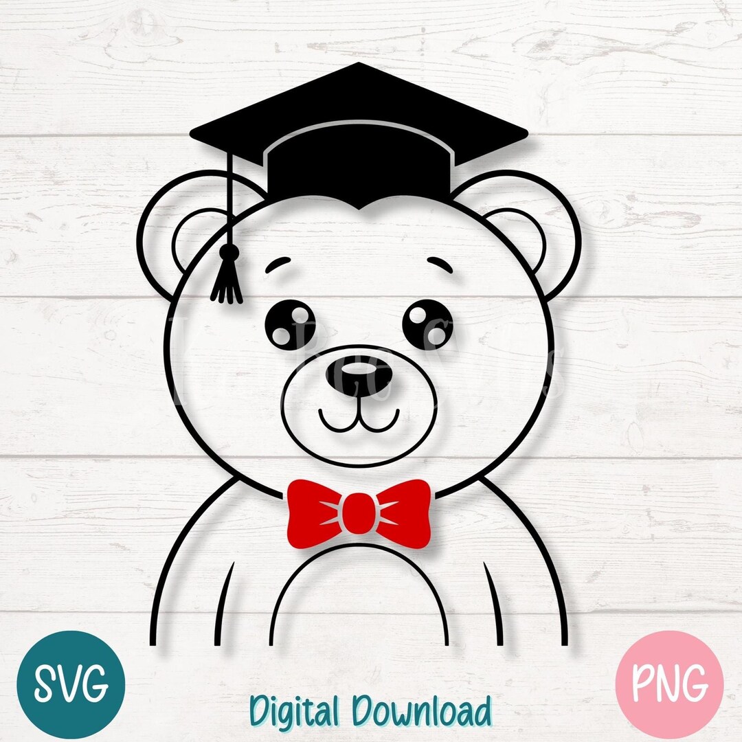 Bear in Graduation Cap SVG PNG Cut File for Cricut, Silhouette ...
