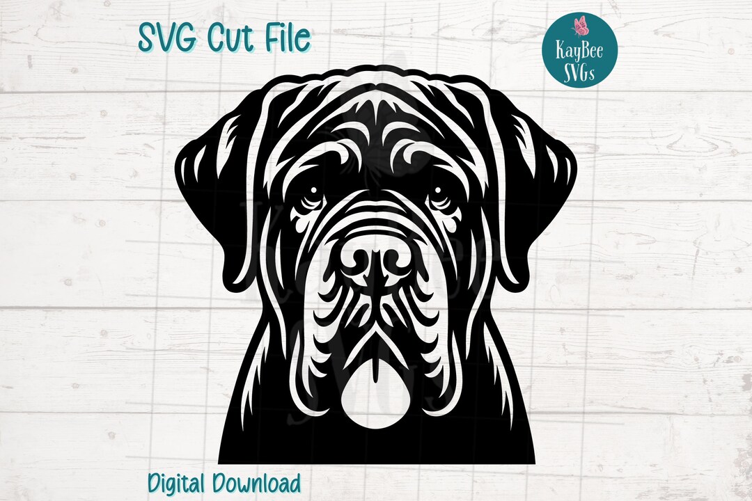 Neapolitan Mastiff Dog SVG Cut File for Cricut, Silhouette, Digital ...