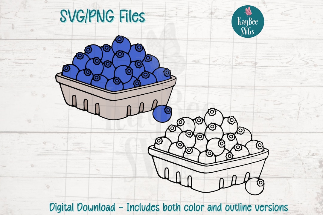 Blueberries SVG PNG Fruit Clipart for Kitchen, Garden, and Summer ...