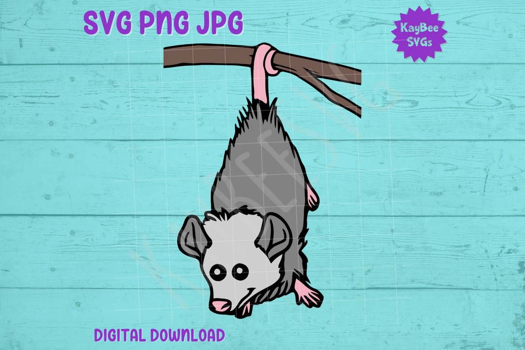 Opossum/Possum Hanging from Limb SVG PNG JPG Clipart Digital Cut File ...