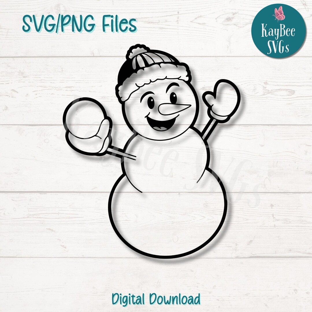 Snowman With Snowball SVG PNG Cut Files for Cricut, Silhouette Digital ...