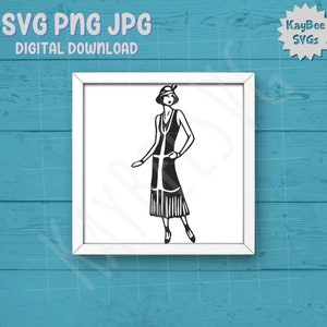1920s Flapper Dress SVG PNG JPG Clipart Digital Cut File - Etsy