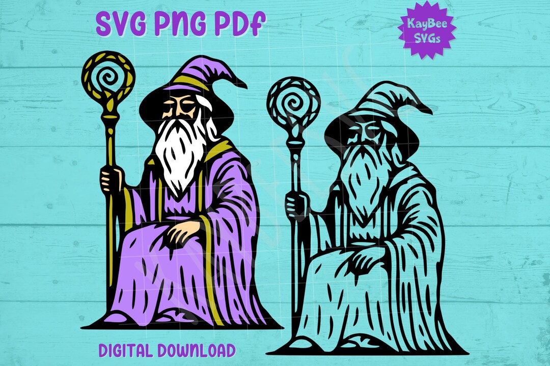 Old Wizard SVG PNG PDF Clipart Digital Cut File Download for Cricut ...