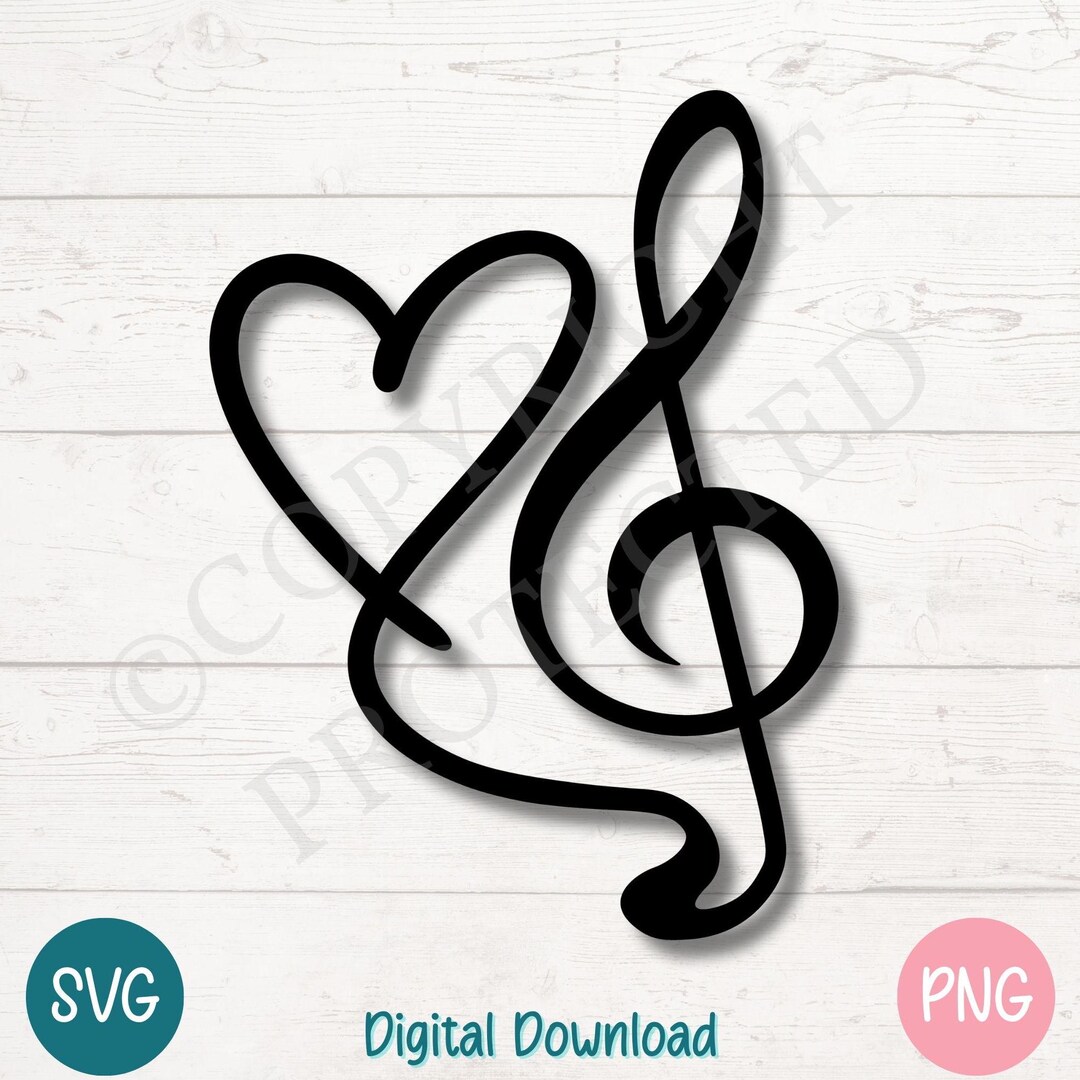 Treble Clef Heart SVG | Music Lover Cut File (digital) - Etsy