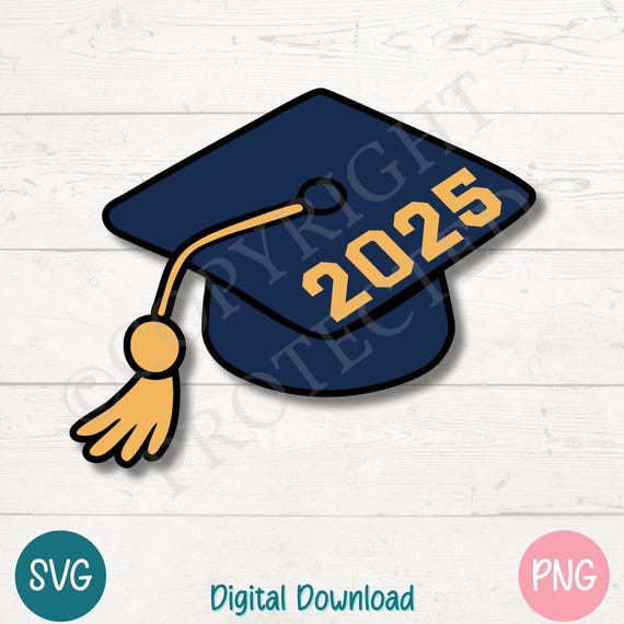 Blue Graduation Cap Silhouette