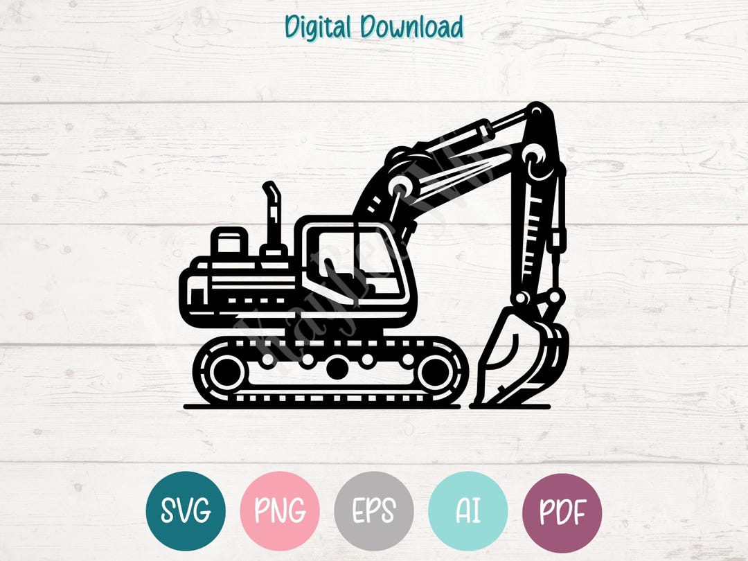 Excavator SVG: Clipart Cut Files for Cricut, Silhouette, Laser ...