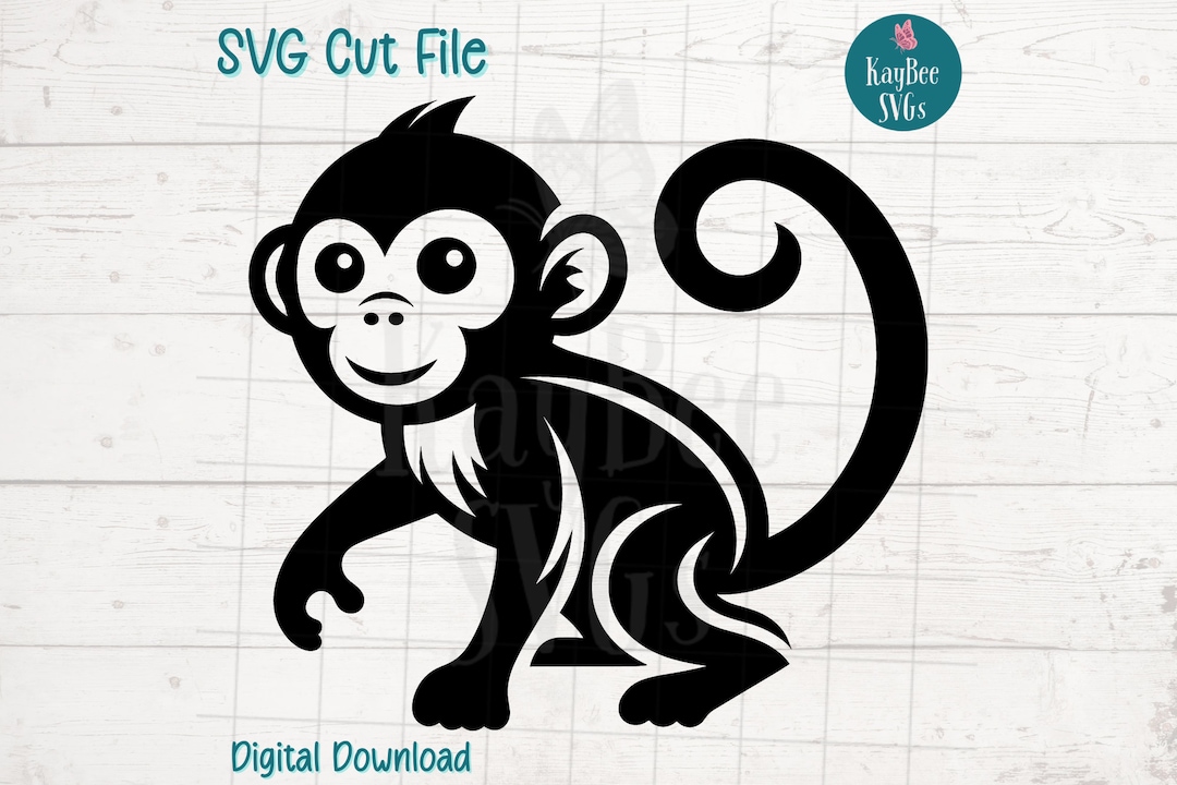 Monkey SVG Digital Cut File for Cricut, Silhouette, Engraving ...