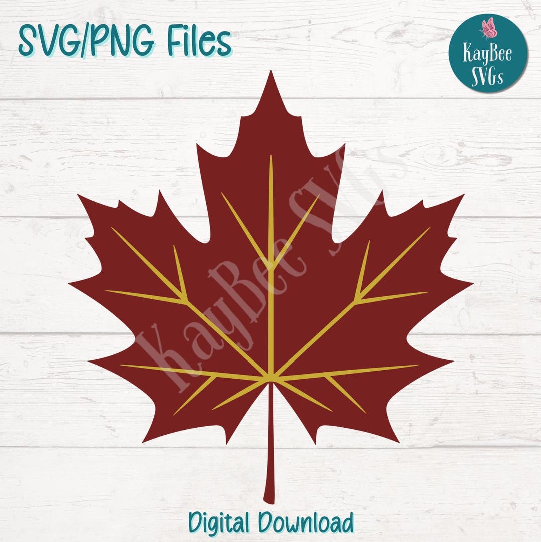 Maple Fall Leaf SVG PNG Cut Files for Cricut, Silhouette Digital ...