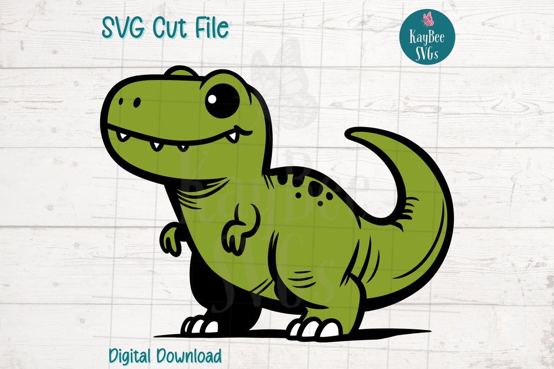 Cute T-rex Dinosaur SVG Cut File for Cricut, Silhouette, Digital ...