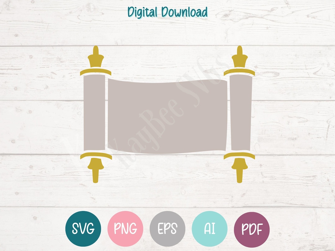Torah Scroll SVG PNG Clipart Cut Files for Cricut, Silhouette, Laser ...