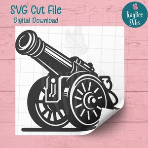 Military Cannon SVG Digital Cut File for Cricut, Silhouette, Engraving ...