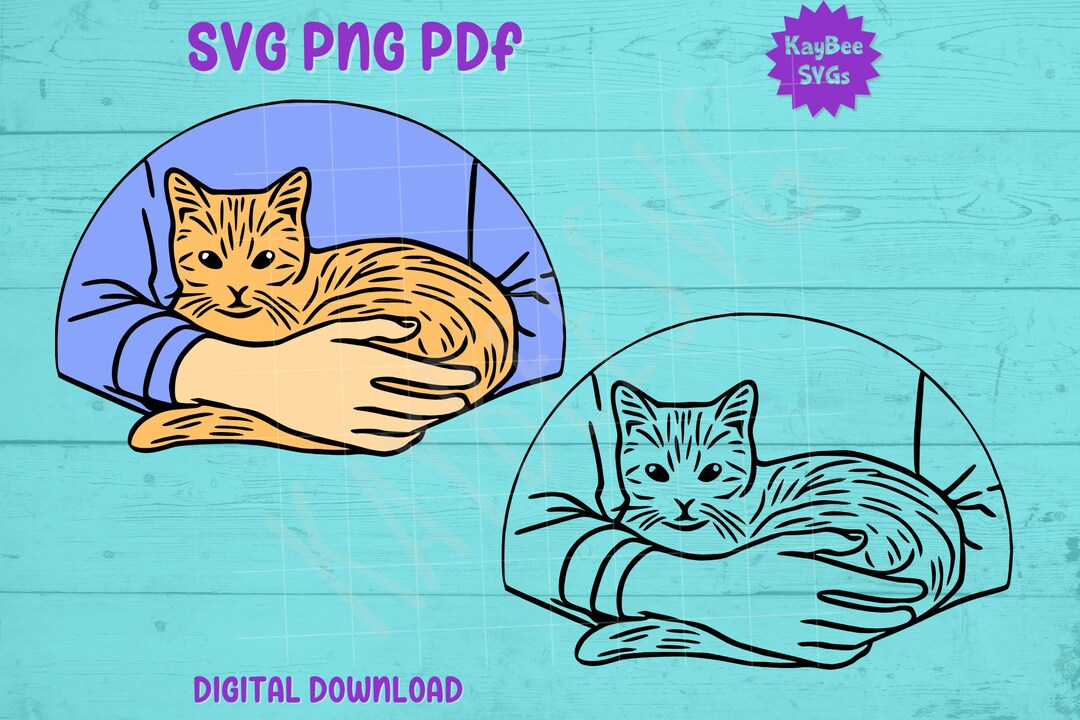 Cat on Lap SVG PNG PDF Clipart Digital Cut File Download for - Etsy