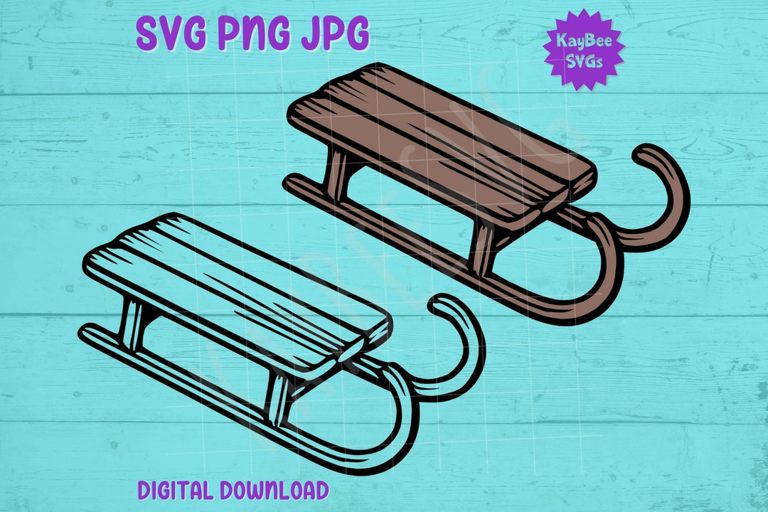 Wooden Sled SVG PNG JPG Clipart Digital Cut File Download for Cricut ...