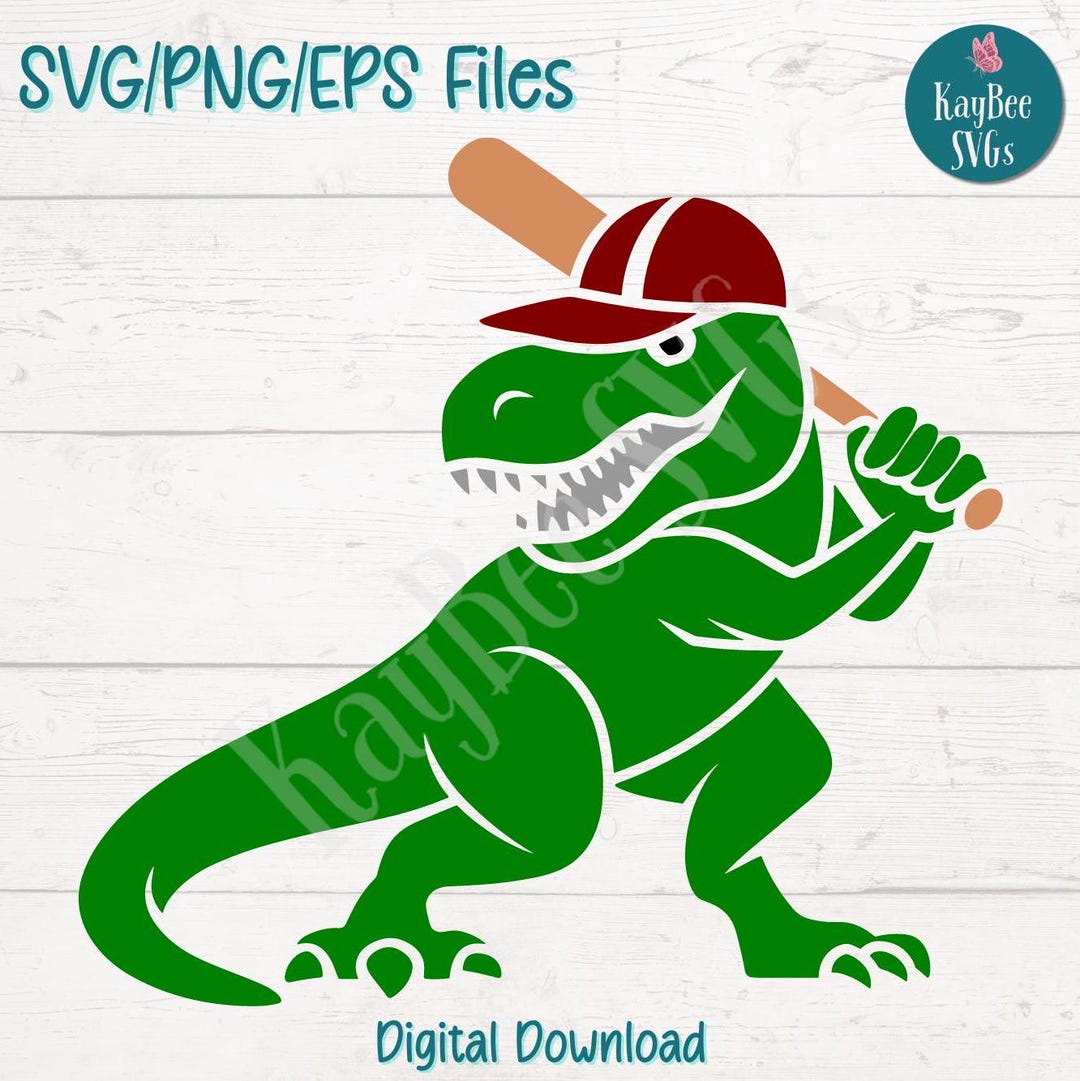 Baseball T-rex Dinosaur SVG PNG Cut Files for Cricut, Silhouette ...