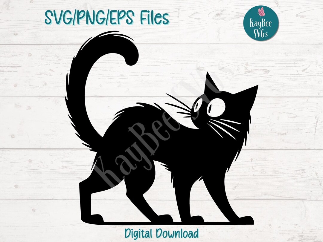 Scared Black Cat SVG: Clipart Cut Files for Cricut, Silhouette, Laser ...