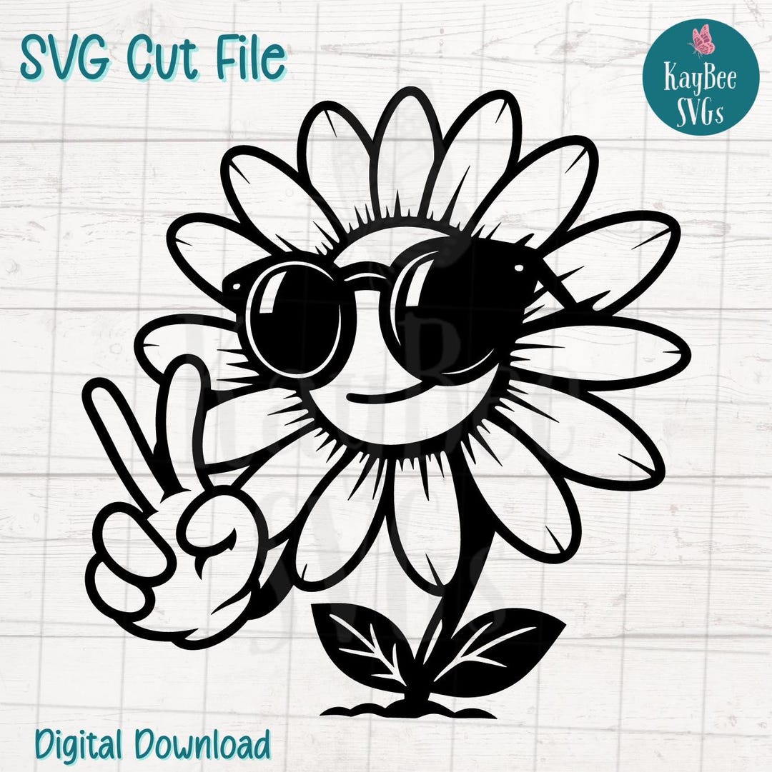 Cool Daisy SVG PNG Cut Files for Cricut, Silhouette Digital Download ...