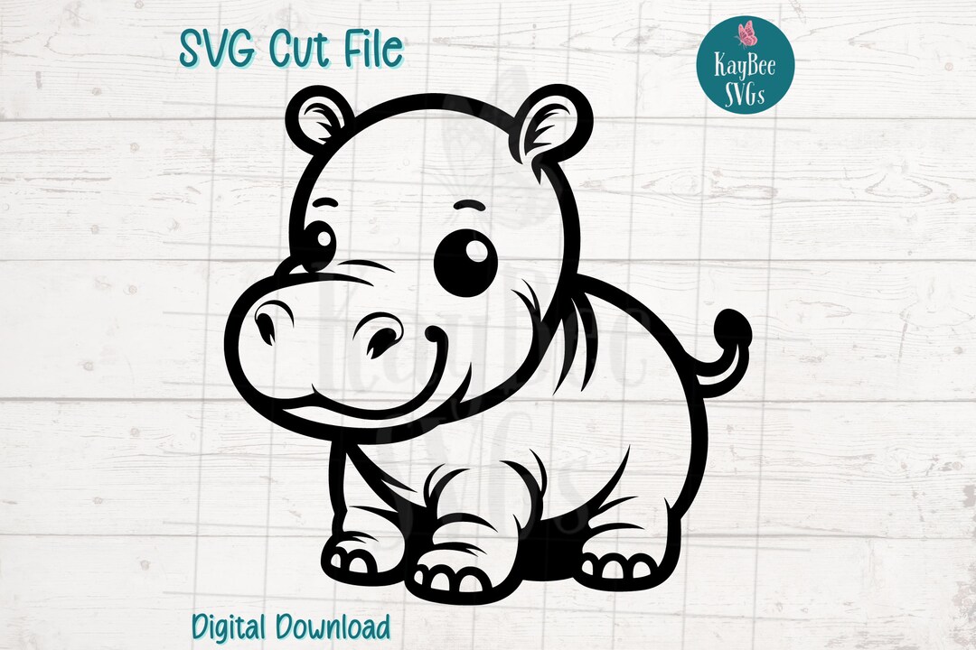 Baby Hippo SVG Cut File for Cricut, Silhouette, Digital Download ...
