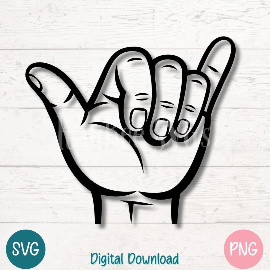 Shaka Hand SVG: Clipart Cut Files for Cricut, Silhouette, Laser ...