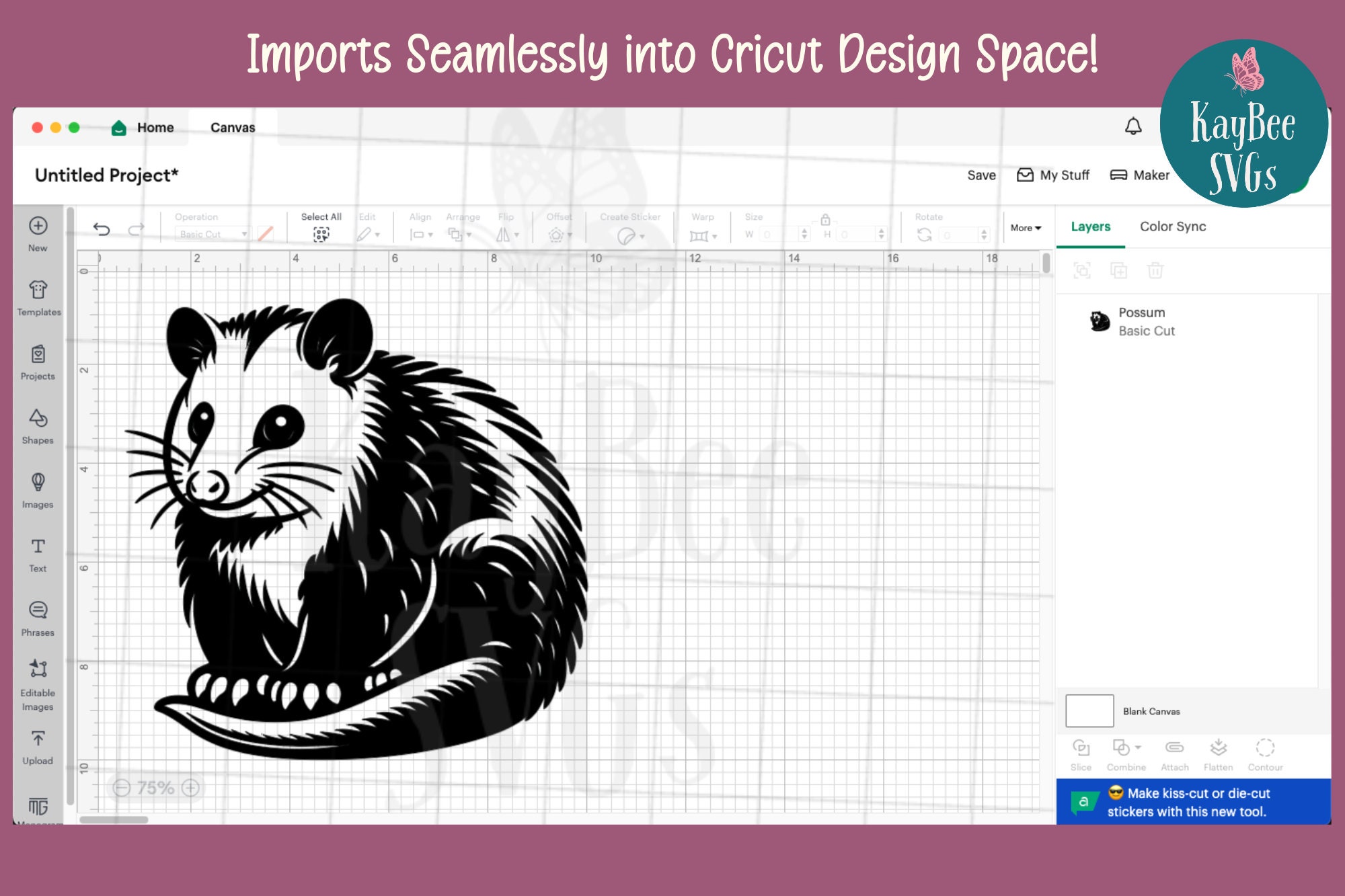 Opossum Possum SVG PNG Clipart Cut Files for Cricut, Silhouette, Laser ...