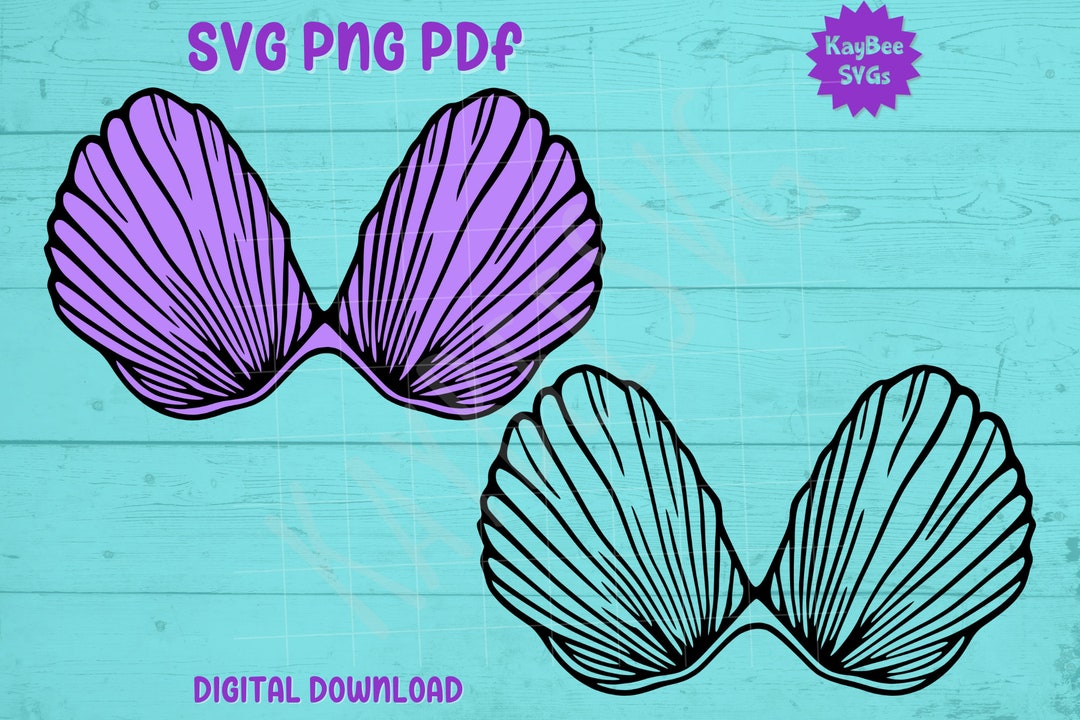 Mermaid Shell Bra SVG PNG PDF Clipart Digital Cut File Download for ...