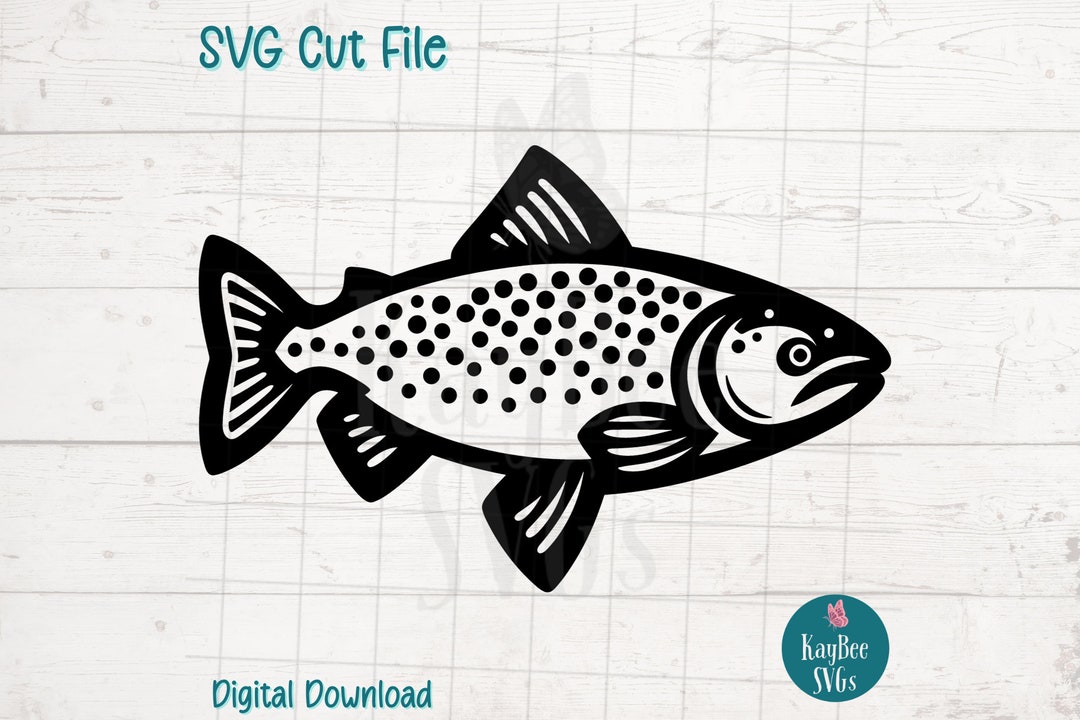 Salmon Fish SVG Digital Cut File for Cricut, Silhouette, Engraving ...