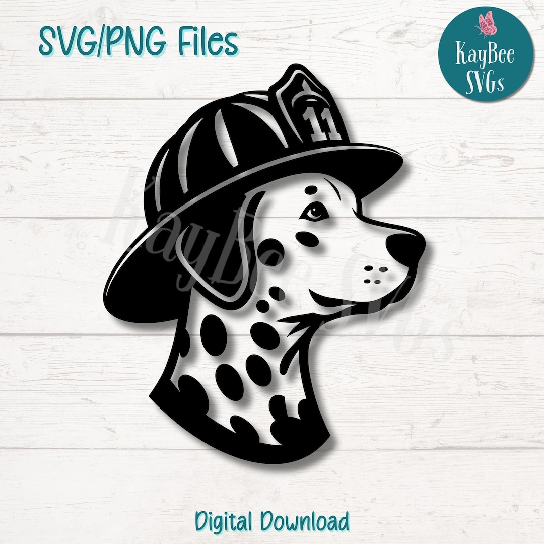 Dalmatian Firefighter SVG PNG Cut Files for Cricut, Silhouette Digital ...