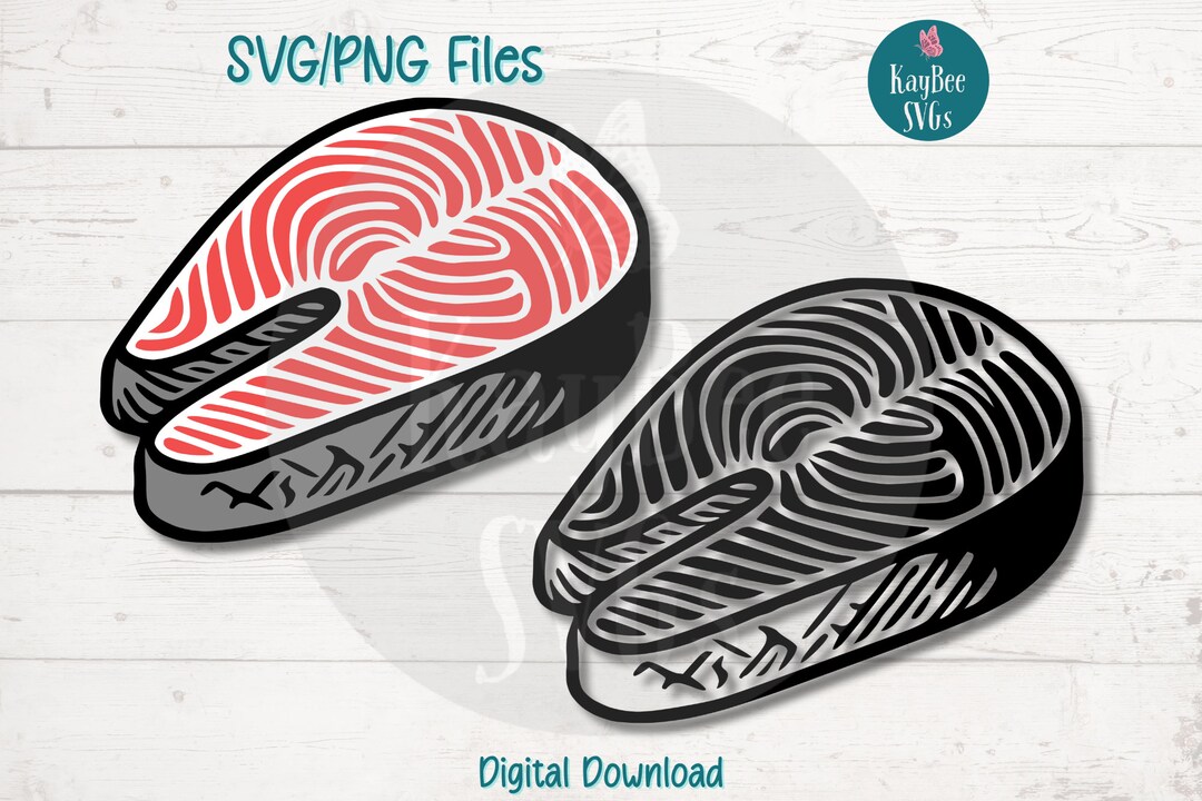 Salmon Filet SVG PNG Fish Clipart for Foodie and Kitchen Crafts | Cut ...