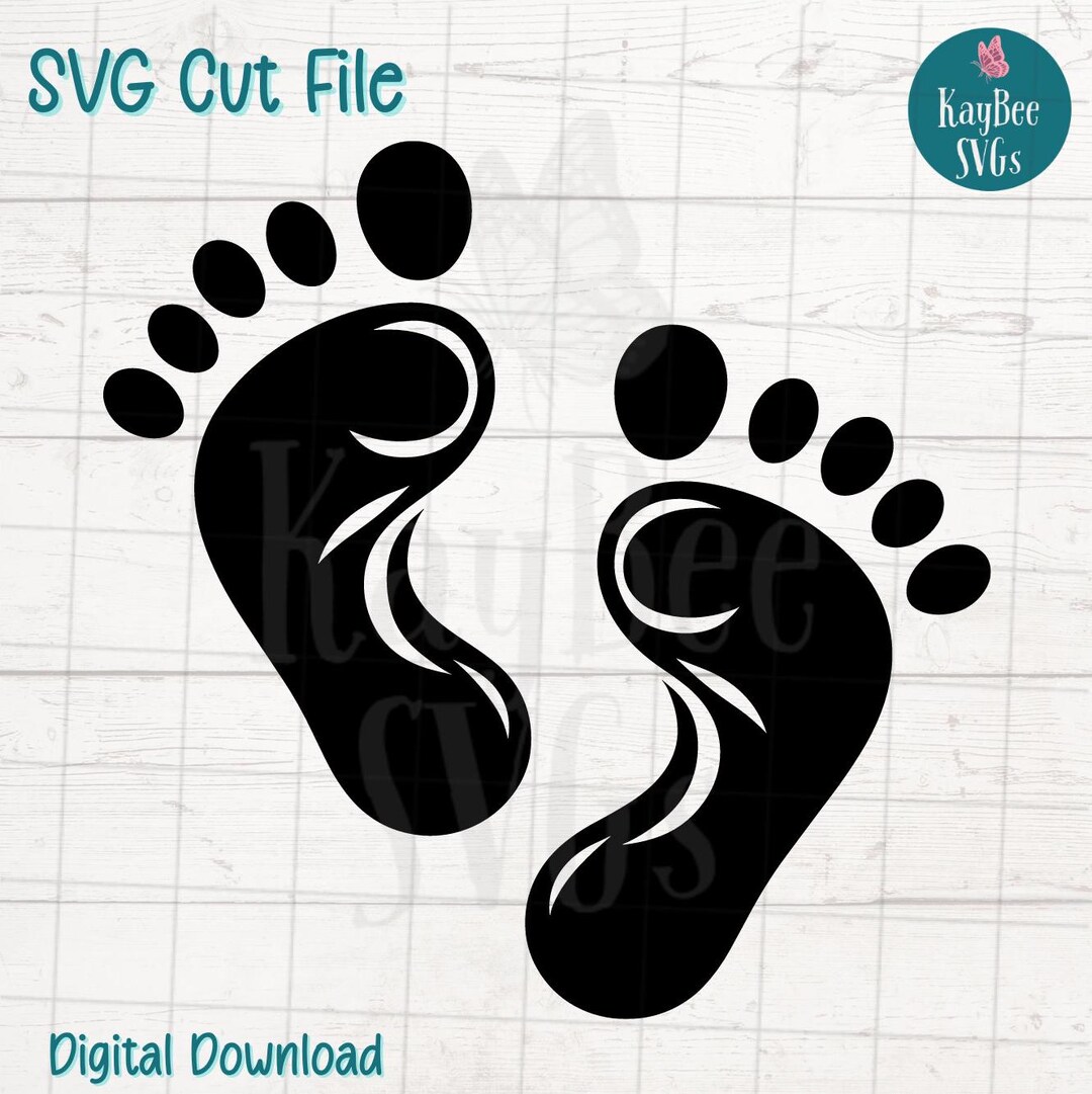 Baby Footprints SVG PNG Clipart Cut Files for Cricut, Silhouette, Laser ...