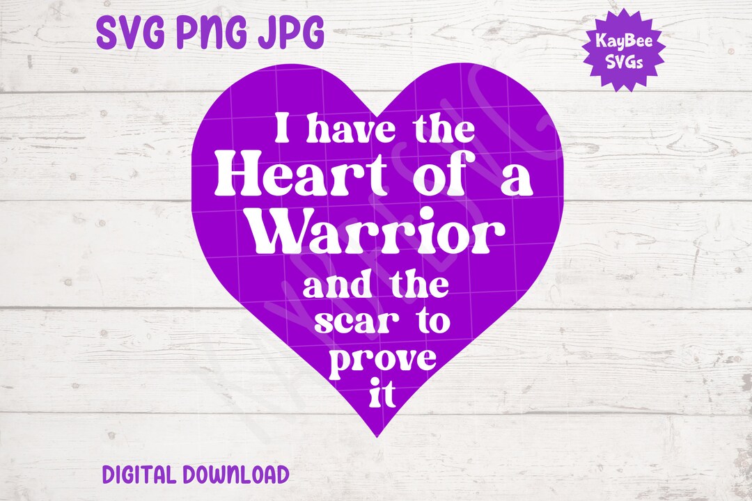 Heart of a Warrior CHD Awareness SVG PNG Jpg Clipart Digital Cut File ...