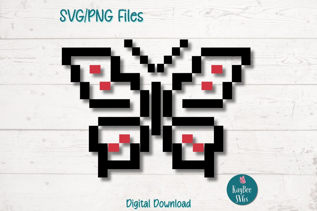 8-bit Butterfly SVG PNG Cut Files for Cricut, Silhouette Digital ...