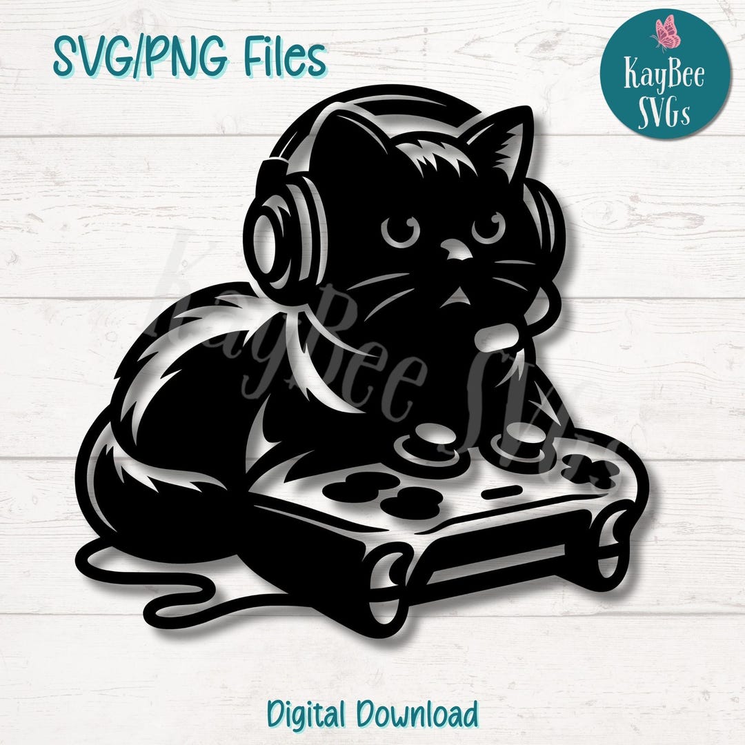 Gamer Cat SVG, PNG Cut Files for Cricut, Silhouette (digital) - Etsy