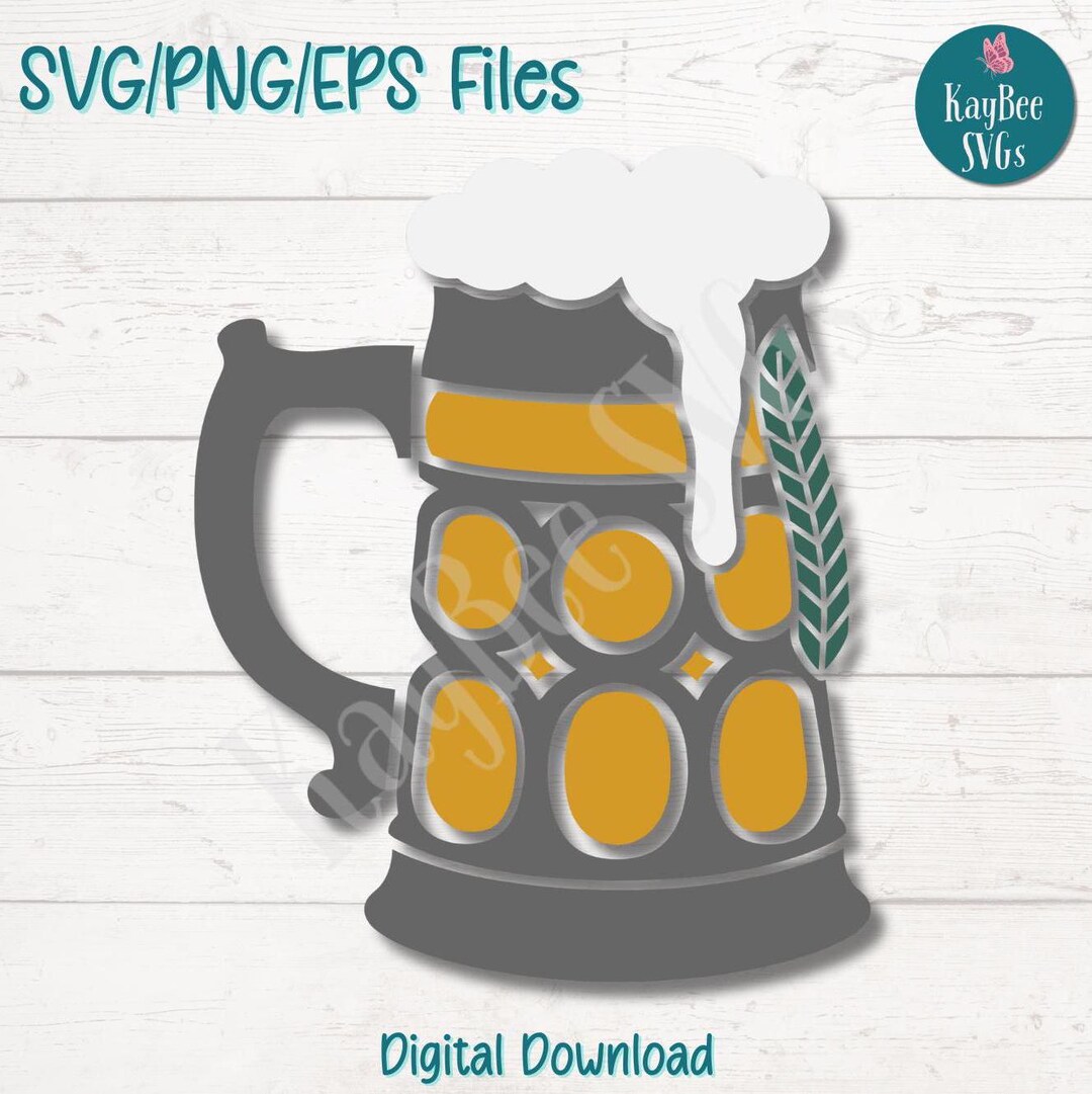 Beer Stein SVG PNG Cut Files for Cricut, Silhouette Digital Download ...