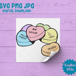 Valentine's Day Conversation Hearts SVG PNG JPG Clipart Digital Cut ...