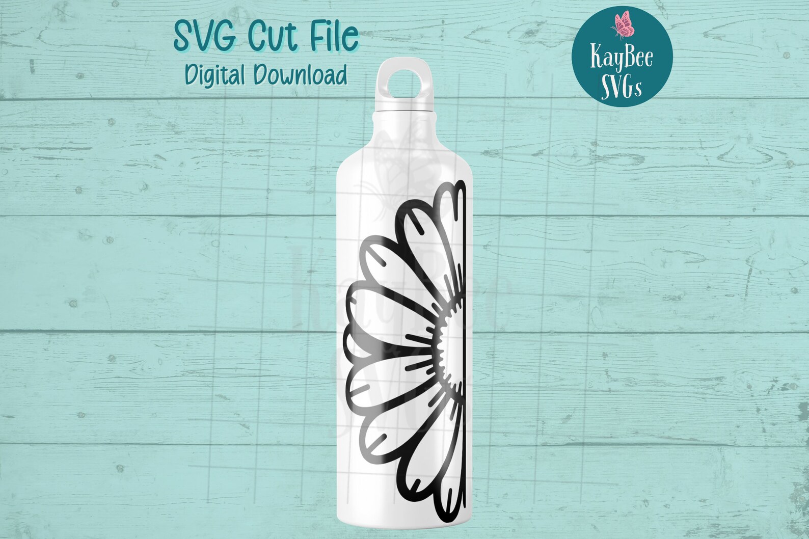 Half Daisy SVG Cut File for Cricut, Silhouette, Digital Download ...