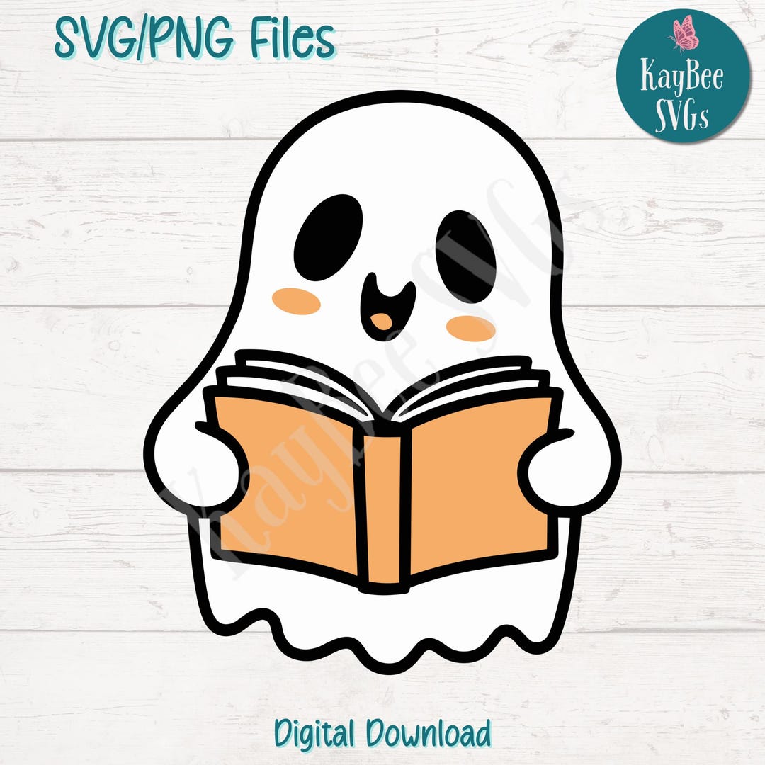 Ghost Reading Book SVG PNG Cut Files for Cricut, Digital Download ...