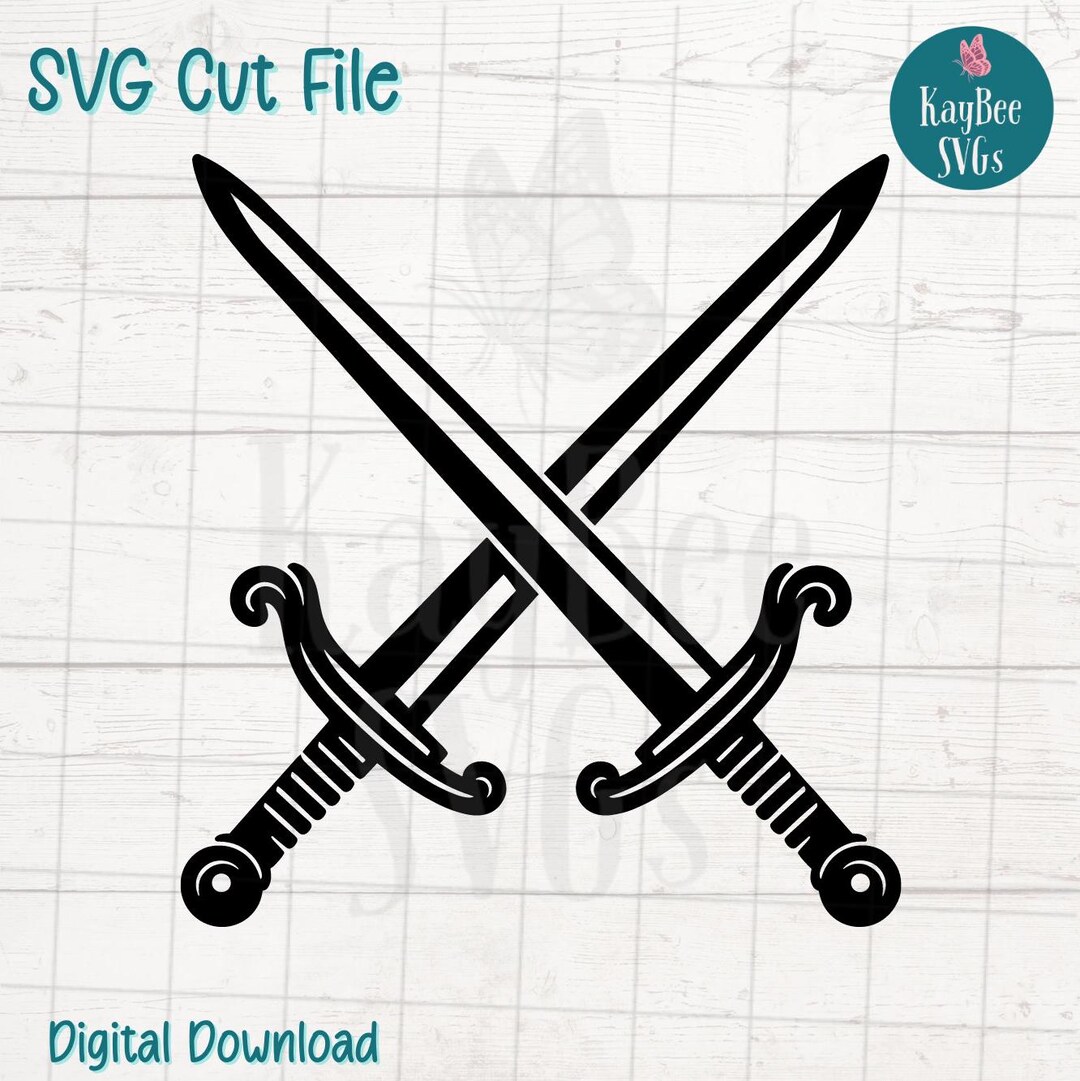 Crossed Swords SVG PNG Cut Files for Cricut, Silhouette Digital ...