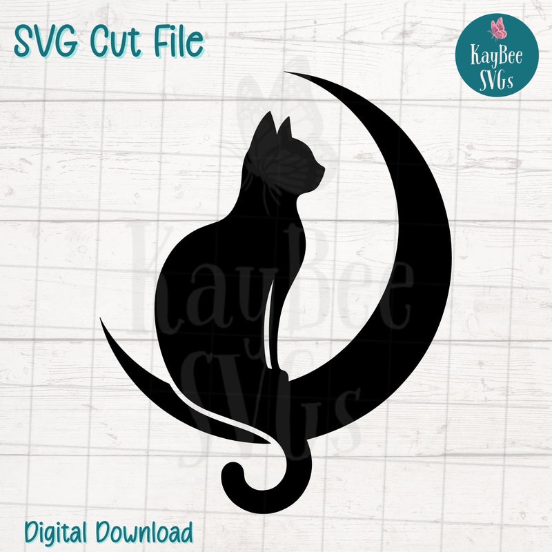 Cat Sitting in Moon Svg - Etsy