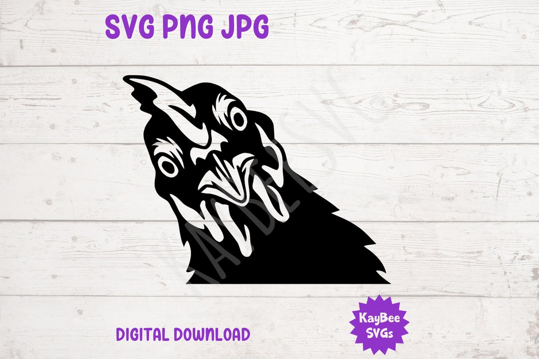 Angry Chicken Face Peeking SVG PNG JPG Clipart Digital Cut File ...
