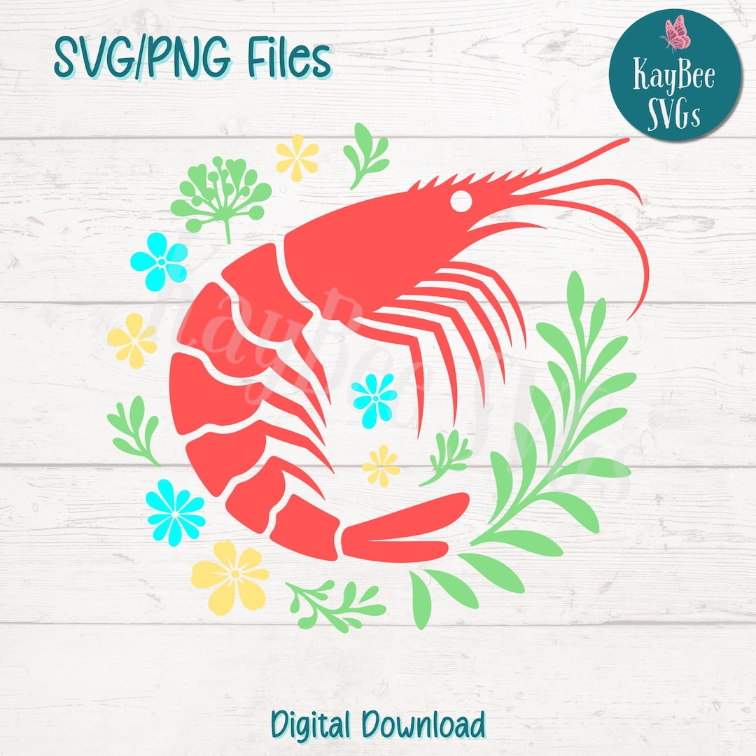 Floral Shrimp SVG – Whimsical Clipart for Cricut, Silhouette (digital ...