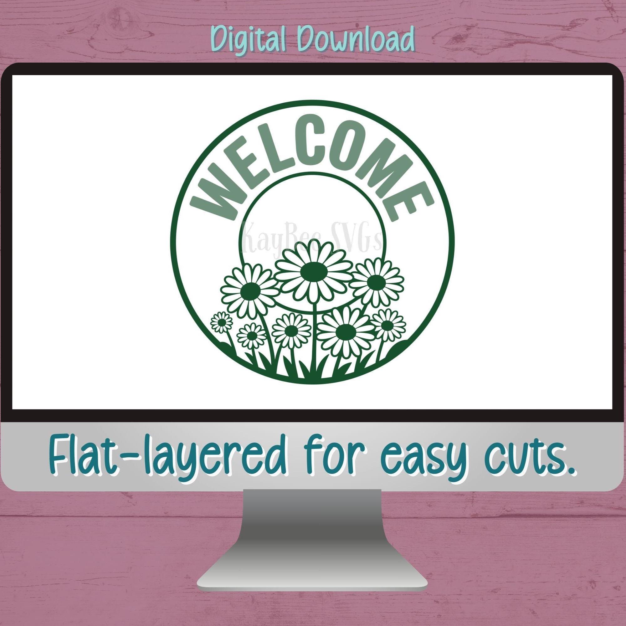 Daisy Welcome Sign SVG, Door Hanger Cut File (digital) - Etsy