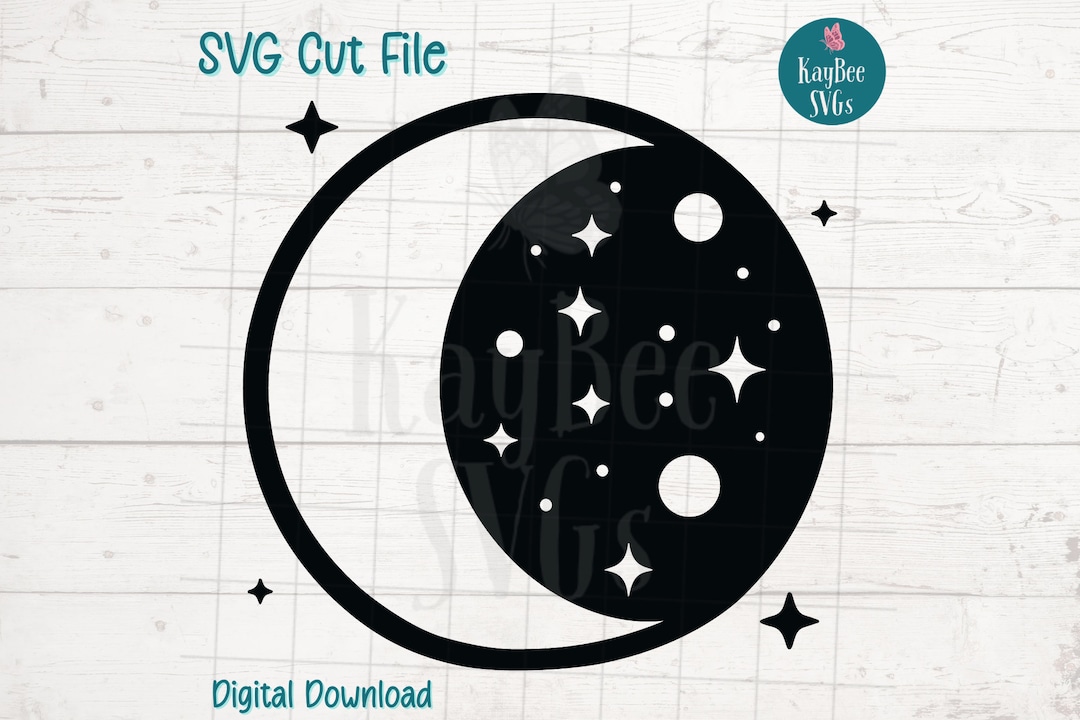 Moon SVG PNG Cut Files for Cricut, Silhouette Digital Download, Laser ...