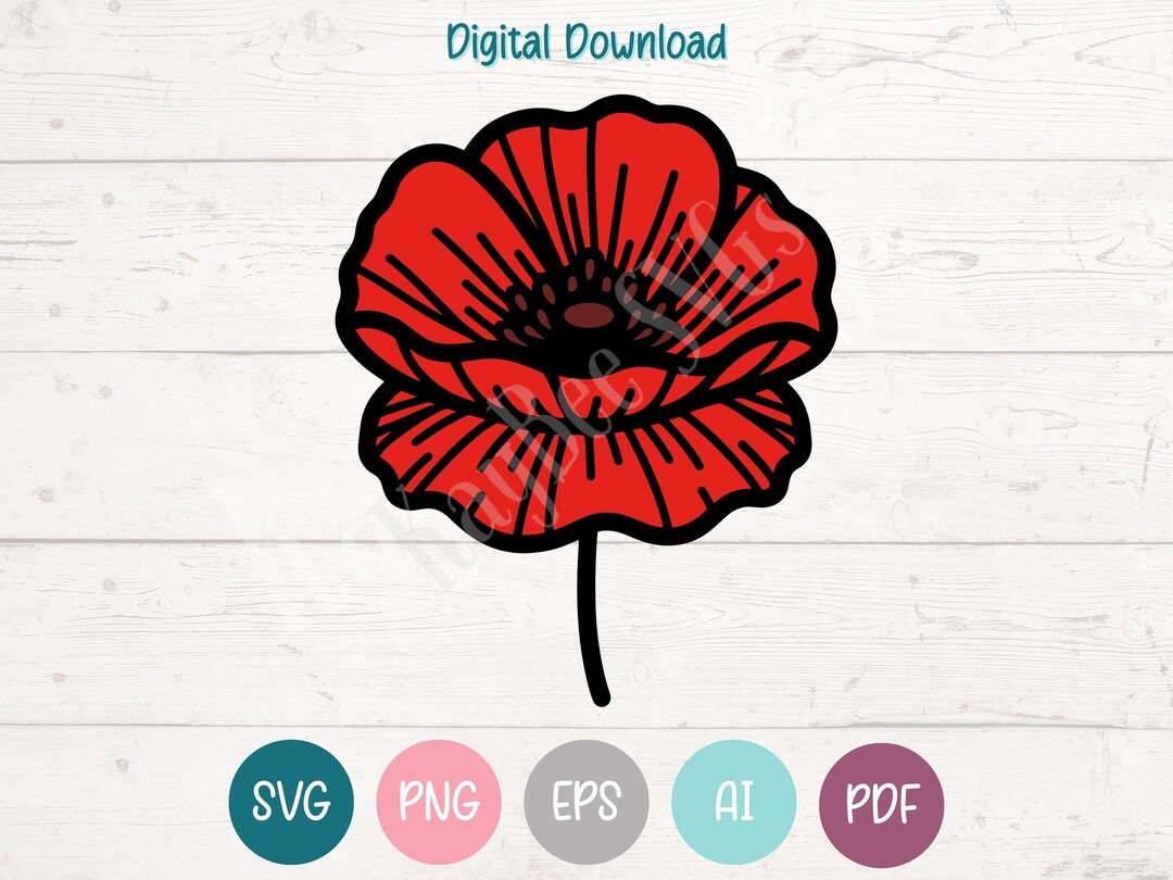 Poppy SVG PNG Clipart Cut Files for Cricut, Silhouette, Laser Engraving ...