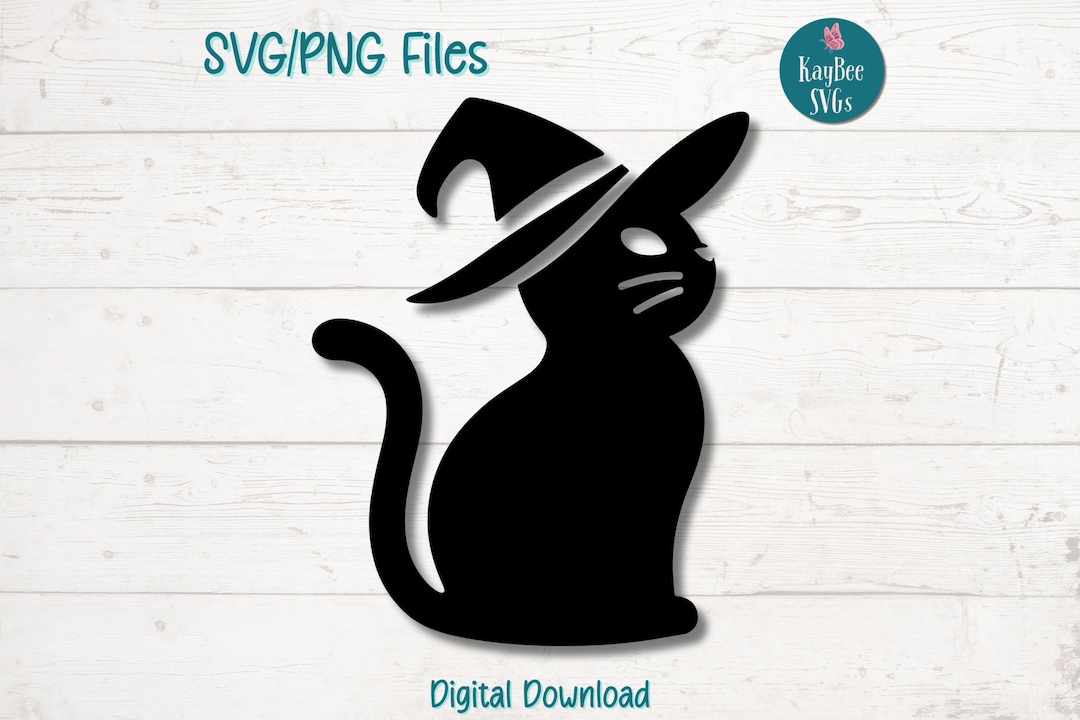 Black Cat Witch Hat SVG | Halloween Clipart (digital) - Etsy
