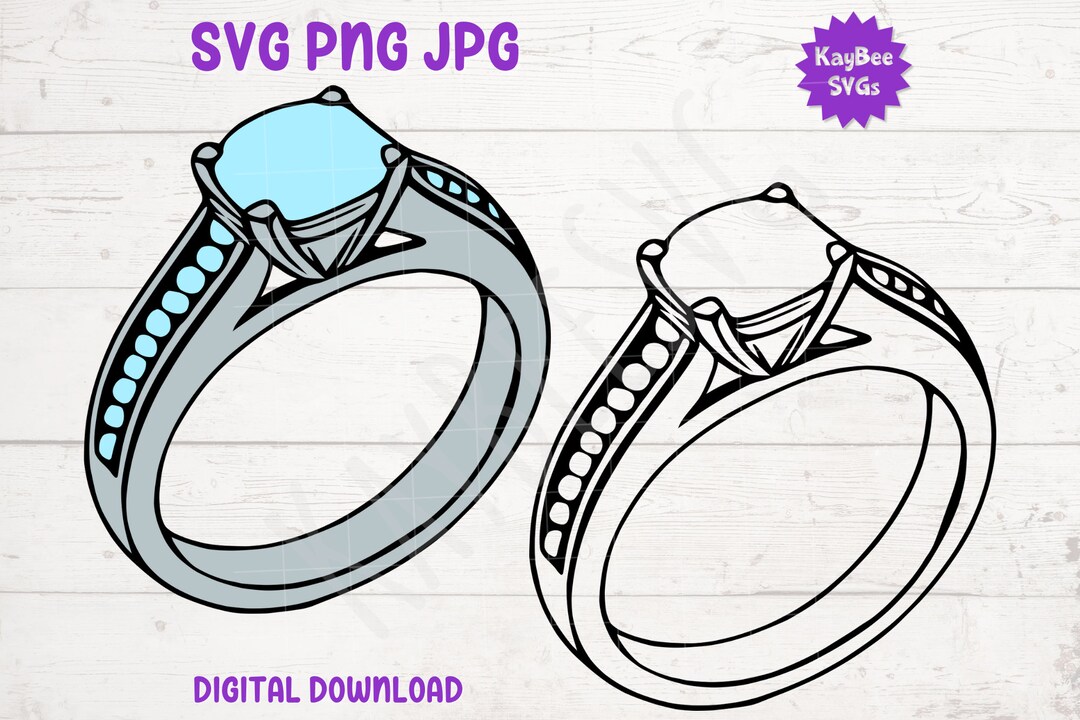 Diamond Engagement Ring SVG PNG JPG Clipart Digital Cut File Download ...