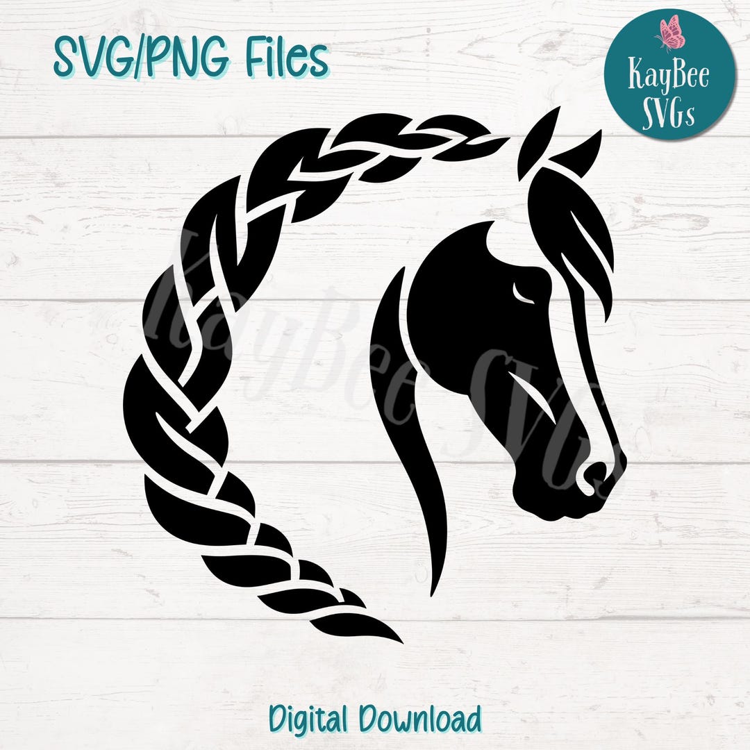 Horse With Braided Mane SVG PNG Cut Files for Cricut, Silhouette ...