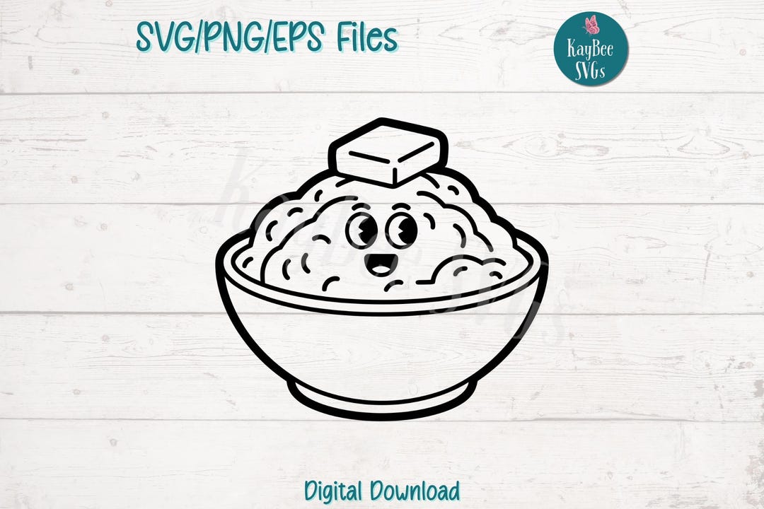 Cartoon Mashed Potatoes SVG PNG Thanksgiving Food Clipart for Fall and ...