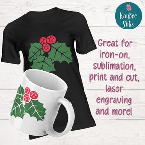 Christmas Holly SVG PNG EPS Cut Files for Cricut, Silhouette, Digital ...